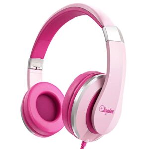 elecder i41 kids headphones, headphones for kids children girls boys teens foldable adjustable on ear headphones with 3.5mm jack for cellphones computer mp3/4 kindle school pink/purple