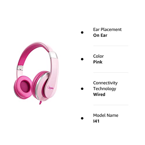 ELECDER i41 Kids Headphones, Headphones for Kids Children Girls Boys Teens Foldable Adjustable On Ear Headphones with 3.5mm Jack for Cellphones Computer MP3/4 Kindle School Pink/Purple