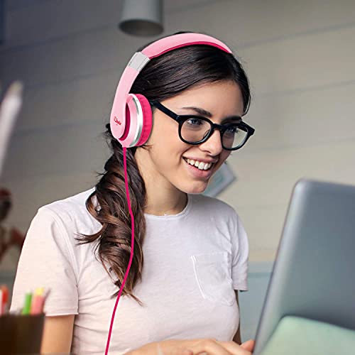 ELECDER i41 Kids Headphones, Headphones for Kids Children Girls Boys Teens Foldable Adjustable On Ear Headphones with 3.5mm Jack for Cellphones Computer MP3/4 Kindle School Pink/Purple