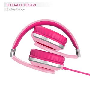 ELECDER i41 Kids Headphones, Headphones for Kids Children Girls Boys Teens Foldable Adjustable On Ear Headphones with 3.5mm Jack for Cellphones Computer MP3/4 Kindle School Pink/Purple