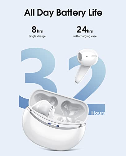 aowoka Bluetooth Headphones, Wireless Earbuds Bluetoth 5.2 with ENC Clear Call, 32H Playtime with Changing, IPX7 Waterproof, Stereo Sound Bluetooth Earbuds, Portable for Work/Study/Travel