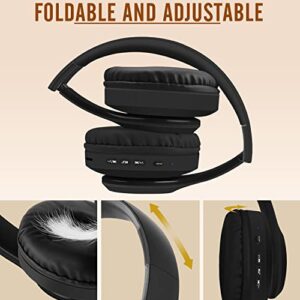 MOYICOW Bluetooth Headphones Over Ear with Microphone,BT Headphones,Foldable Wireless and Wired Stereo Headset Micro SD/TF, FM,Soft Earmuffs &Light Weight for Prolonged Wearing (Black)