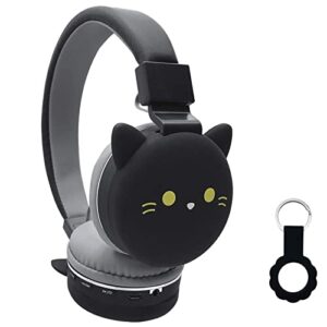 ylfashion black cat cartoon headphone wireles fm headset music stereo headphones kid’s headphone over ear for the study(black cat)