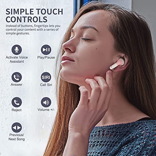 INSMY Wireless Earbuds, Hybrid Active Noise Cancelling Earphones 6 Mics for Clear Calls Authentic Audio Big Bass, 36H Playtime Bluetooth in-Ear Headphones ANC/Ambient Mode Upgraded (Oat White)