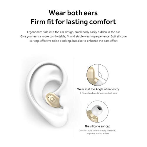 AIYIBEN Mini Bluetooth Earbud Smallest Wireless Invisible Headphone with 4-5 Hour Playtime Headset with Mic for iPhone & Android (Skin)