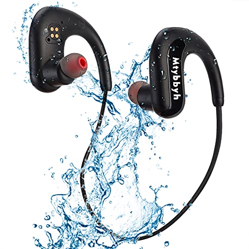 MTYBBYH Waterproof Headphones for Swimming,IPX8 Waterproof 8GB MP3 Player Sports Swimming Headphones Wireless Bluetooth 5.0 Earbuds with Noise Cancelling MIC for Sport,Swimming,Running,Gym,Workout