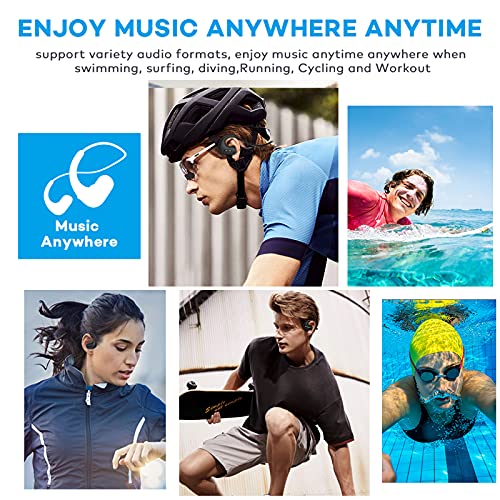 MTYBBYH Waterproof Headphones for Swimming,IPX8 Waterproof 8GB MP3 Player Sports Swimming Headphones Wireless Bluetooth 5.0 Earbuds with Noise Cancelling MIC for Sport,Swimming,Running,Gym,Workout