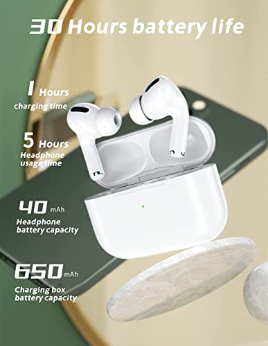 PIVADA Wireless Earbuds, Air Pro Bluetooth 5.3 Headphones 30H Playtime Charging Case, IPX7 Waterproof Earphones with Mic for Android iOS Cell Phone Computer Laptop Sports