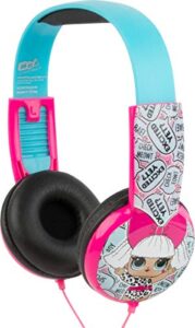 l.o.l. surprise! kids safe over the ear headphones hp2-03136 | kids headphones, volume limiter for developing ears, 3.5mm stereo jack, white/black recommended for ages 3-9, by sakar