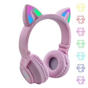 yusonic cat ear bluetooth headphones,toddlers kids wireless headphones for boys girls amazon fire tablet/laptop/ipad/school (purple)