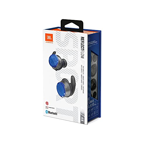 JBL REFLECT FLOW - True Wireless Earbuds, bluetooth sport headphones with microphone, Waterproof, up to 30 hours battery, charging case and quick charge (Blue)