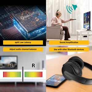 HomeSpot Wireless Over-Ear Headphones Transmitter Set for TV Movie Bluetooth 5.3 aptX LL No Delay 40 Hours Immersive Sound Enhanced Volume and Clarity (Digital Optical TOSLINK RCA AUX)