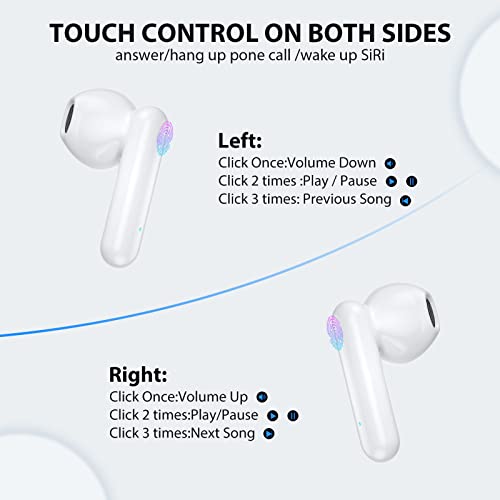 Wireless Earbuds for iPhone 14 Pro Max,Bluetooth Earbuds with Volume Control Microphone Touch Control HiFi Stereo Wireless Earphone for Oneplus 11 10T Pixel 7 Pro Galaxy S23 S22 Ultra S21 S20 Fe