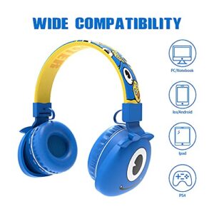 Kids Cartoon Headphones,Wireless Headset for thechildren,Jellie Monsters Joint Bluetooth Headphones,Foldable Stereo Headphone,FM,with Volume Limited and mic,TF Card Compatible for iPad/iPhone/Tablet