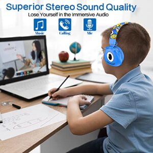 Kids Cartoon Headphones,Wireless Headset for thechildren,Jellie Monsters Joint Bluetooth Headphones,Foldable Stereo Headphone,FM,with Volume Limited and mic,TF Card Compatible for iPad/iPhone/Tablet