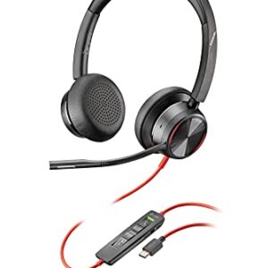 Poly (Plantronics + Polycom) Blackwire 8225 Wired Headset with Boom Mic (Plantronics) - Dual-Ear (Stereo) - USB-C to Connect to Your PC/Mac - Works with Teams, Zoom & More, (214407-01)