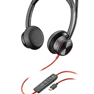 Poly (Plantronics + Polycom) Blackwire 8225 Wired Headset with Boom Mic (Plantronics) - Dual-Ear (Stereo) - USB-C to Connect to Your PC/Mac - Works with Teams, Zoom & More, (214407-01)