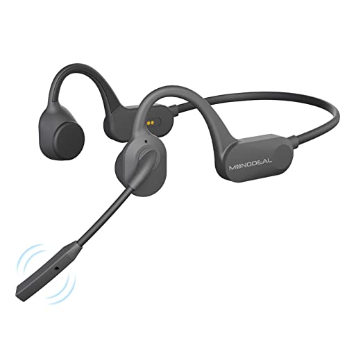 MONODEAL Bone Conduction Headphones with Mic, Open Ear Headphones Wireless Bluetooth 5.2/Multi-Point Capable,Bone Conduction Earbuds with Noise Canceling Microphone,for Driving, Work, Home Office