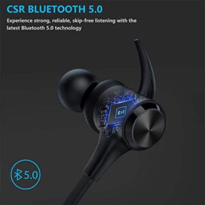 Wireless Headphones, Bluetooth Headphones IPX7 Waterproof 16 Hours Playtime Bluetooth V5.0, with Magnetic Connection, Sports Earbuds for Running Built-in Mic (Black)