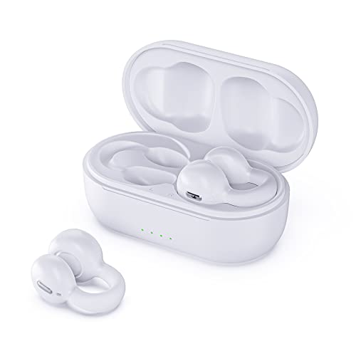 Wireless Ear-Clip Bone Conduction Headphones Bluetooth 5.3, Open Ear Clip on Headphones for Girls,Waterproof Painless Mini Sport Earring Earphone, HiFi Quality/Long Battery Life