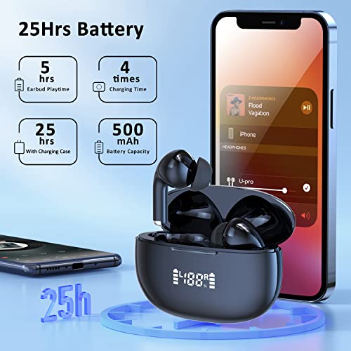 AMINY U-pro Wireless Earbuds Bluetooth 5.3 in Ear Light-Weight Wireless Headphones Built-in Microphone 25Hrs Playback LED Power Display Earphones with Charging Case IPX6 Waterproof for Working Workout