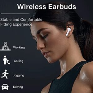 Twshouse Wireless Earbuds Bluetooth 5.1 Headphones, 32H Playtime in-Ear Earphones with Extra Bass, Waterproof for Sport(White).