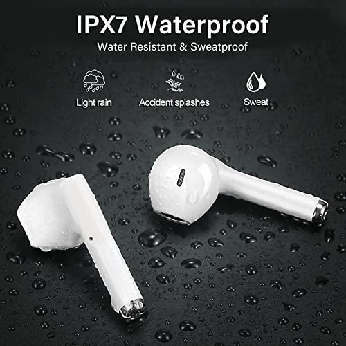 Twshouse Wireless Earbuds Bluetooth 5.1 Headphones, 32H Playtime in-Ear Earphones with Extra Bass, Waterproof for Sport(White).