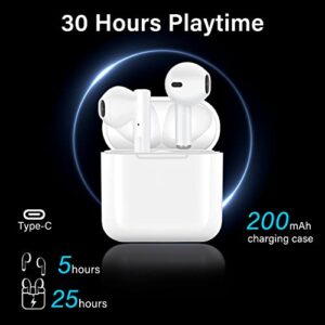 Twshouse Wireless Earbuds Bluetooth 5.1 Headphones, 32H Playtime in-Ear Earphones with Extra Bass, Waterproof for Sport(White).