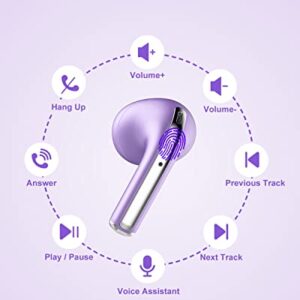 Wireless Earbuds Bluetooth 5.3 Headphones Built-in 4-Mic Clear Call in-Ear Ear Buds Noise Cancelling 30Hrs Playtime Earphones with USB-C Charging Case IPX7 Waterproof Earbuds for iPhone/Android Purple