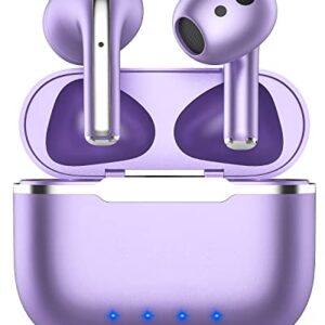 Wireless Earbuds Bluetooth 5.3 Headphones Built-in 4-Mic Clear Call in-Ear Ear Buds Noise Cancelling 30Hrs Playtime Earphones with USB-C Charging Case IPX7 Waterproof Earbuds for iPhone/Android Purple