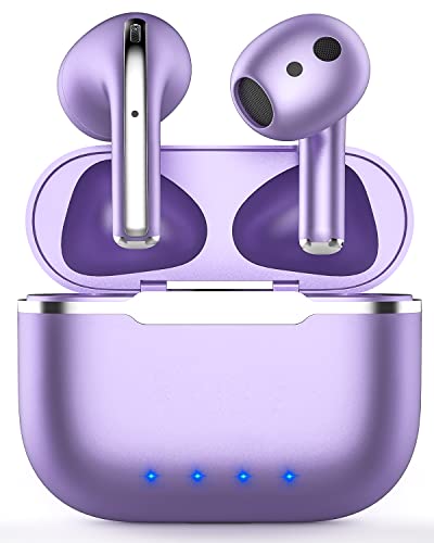 Wireless Earbuds Bluetooth 5.3 Headphones Built-in 4-Mic Clear Call in-Ear Ear Buds Noise Cancelling 30Hrs Playtime Earphones with USB-C Charging Case IPX7 Waterproof Earbuds for iPhone/Android Purple