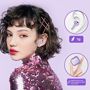 Wireless Earbuds Bluetooth 5.3 Headphones Built-in 4-Mic Clear Call in-Ear Ear Buds Noise Cancelling 30Hrs Playtime Earphones with USB-C Charging Case IPX7 Waterproof Earbuds for iPhone/Android Purple