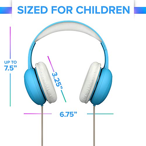 DefenderShield EMF-Free Over-Ear Kids Headphones - Universal Air Tube Wired Crystal Clear Stereo Headset with Microphone & Volume Control - Works with iPhone, Galaxy, iPad & Other Audio Devices