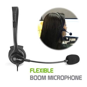 Cellet Premium Mono 3.5mm Hands-Free Headset with Boom Microphone- 5ft Long Wire with Universal Compatible for Apple iPhone, Samsung, LG Motorola with 3.5mm Audio Headphone Jack Input