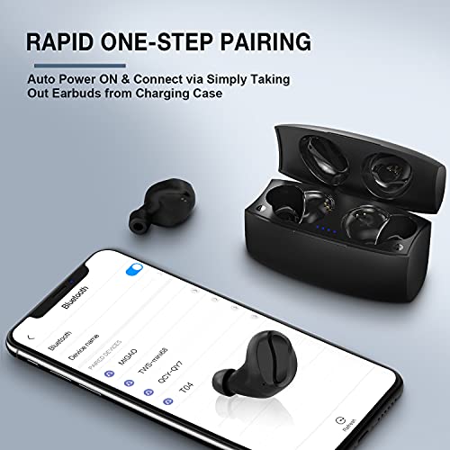 ANRYZAN T04 True Wireless Earbuds Bluetooth 5.0 Headphones Touch Control with Charging Case in Ear Earphones with Noise Cancelling Mic for Small Ears Compatible with iPhone Android Samsung (Black)