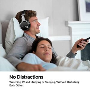 Vonaural Wireless Headphone for TV Watching with Bluetooth 5.0 Transmitter & 2.4GHz RF Transmitter Dock, Over Ear Headset, Low Delay, Immersive Sound, 10Hrs Playtime, Plug n Play, Black