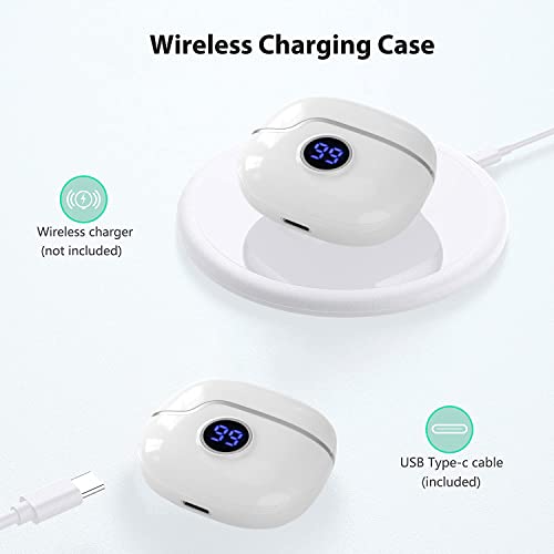 Meyodody Wireless Earbuds,Bluetooth 5.3 Headphones with Wireless Charging & Power Display,IPX5 Waterproof Airpods with Mic,Ear Buds for iPhone Android