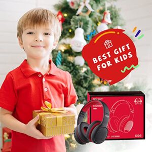 gorsun Premium Kids Headphones with 85/94dB Volume Limited, Wireless Headphones for Kids for School, Kids Bluetooth Headphones Over Ear with Built-in Microphone, Wired/Wireless, Adjustable (Red)