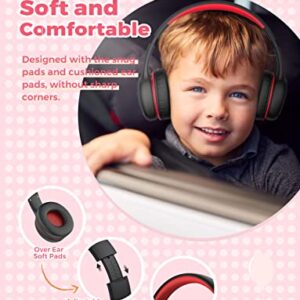 gorsun Premium Kids Headphones with 85/94dB Volume Limited, Wireless Headphones for Kids for School, Kids Bluetooth Headphones Over Ear with Built-in Microphone, Wired/Wireless, Adjustable (Red)