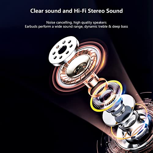 Wireless Earbuds Bluetooth Headphones 52H Playtime & LED Power Display Charging Case, IPX5 Waterproof Earphones, Deep Bass Headset with 4 Mic for Iphone Android Cell Phone Computer Laptop Sports