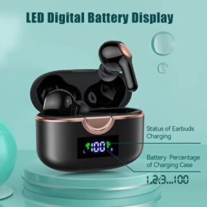 Bluetooth Headphones Wireless Earbuds 40Hrs Playtime with LED Display Charging Case Touch Control 4 Dynamic Drivers in-Ear Earphones with Mic Premium Deep Bass Earphones for Sport Black STACUL-VEAT00L