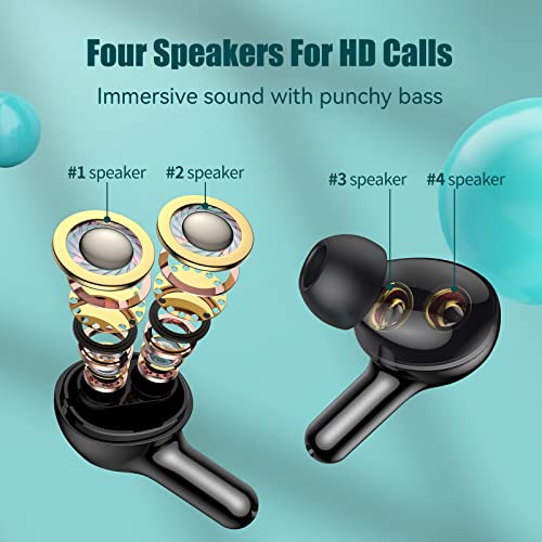 Bluetooth Headphones Wireless Earbuds 40Hrs Playtime with LED Display Charging Case Touch Control 4 Dynamic Drivers in-Ear Earphones with Mic Premium Deep Bass Earphones for Sport Black STACUL-VEAT00L