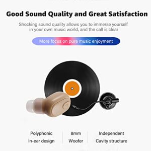 GOALSEN X7 Single Bluetooth Wireless Earbud Mini Invisible in-Ear Super Long Battery Life Headphone -Beige