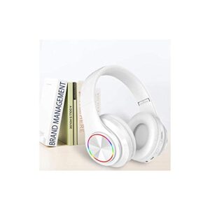 Bluetooth Over Ear Headphones, Colorful LED Lights Headphones with Built-in Mic, Light Weight, Wired and Wireless Foldable HiFi Stereo Headphones for Classroom/Home Office/PC/Mobile Phone-White