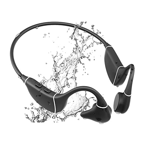 Bone Conduction Headphones Bluetooth 5.2 Wireless Open Ear Earphones IPX8 Waterproof Swimming Headset with MP3 8GB Flash Memory up to 6h Playtime for Swimming Skiing Running Cycling Climbing Black