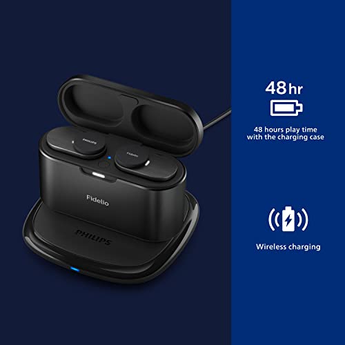 Philips Fidelio T1 True Wireless Headphones with Active Noise Canceling Pro+, Audiophile Quality, Black