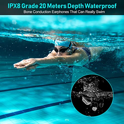 Bone Conduction Headphones - Ultralight IPX8-Waterproof Swimming Headphones-Bluetooth 5.3 Open Ear Wireless Earphones with Mic - MP3 Play Built-in 32G Memory with Case for Swimming Surfing Running