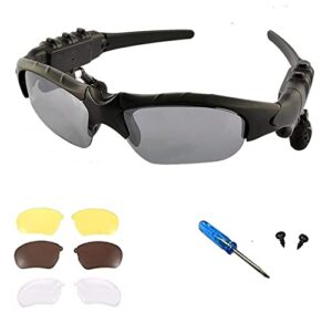 wireless bluetooth mp3 sunglasses polarized lenses music sunglasses v4.1 stereo handfree headphone for iphone samsung most smartphone or pc (black-gray)