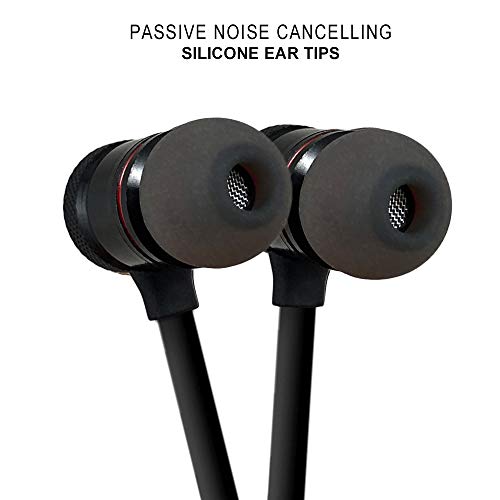 eCost Wireless Magnetic Rechargeable Ear Buds, in line mic, Volume, Play/Pause Controls (Black)