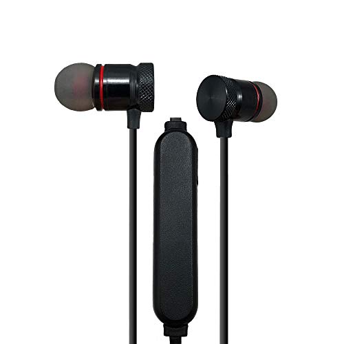 eCost Wireless Magnetic Rechargeable Ear Buds, in line mic, Volume, Play/Pause Controls (Black)